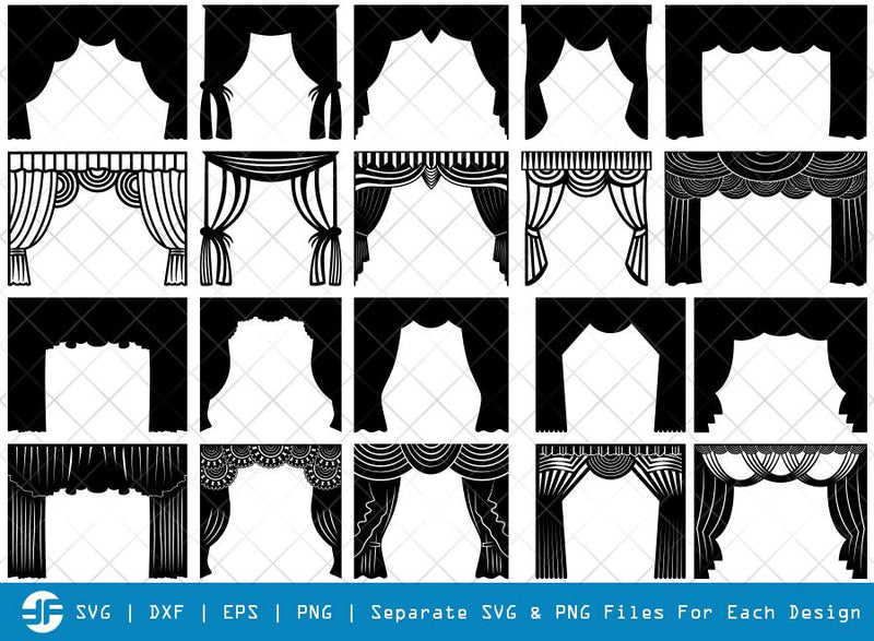 Theater Curtain SVG Cut Files | Curtain Silhouette Bundle - So Fontsy
