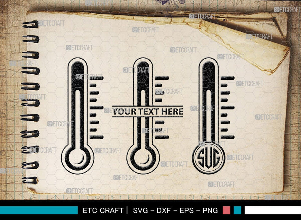 Thermometer Monogram, Thermometer Silhouette, Thermometer SVG ...