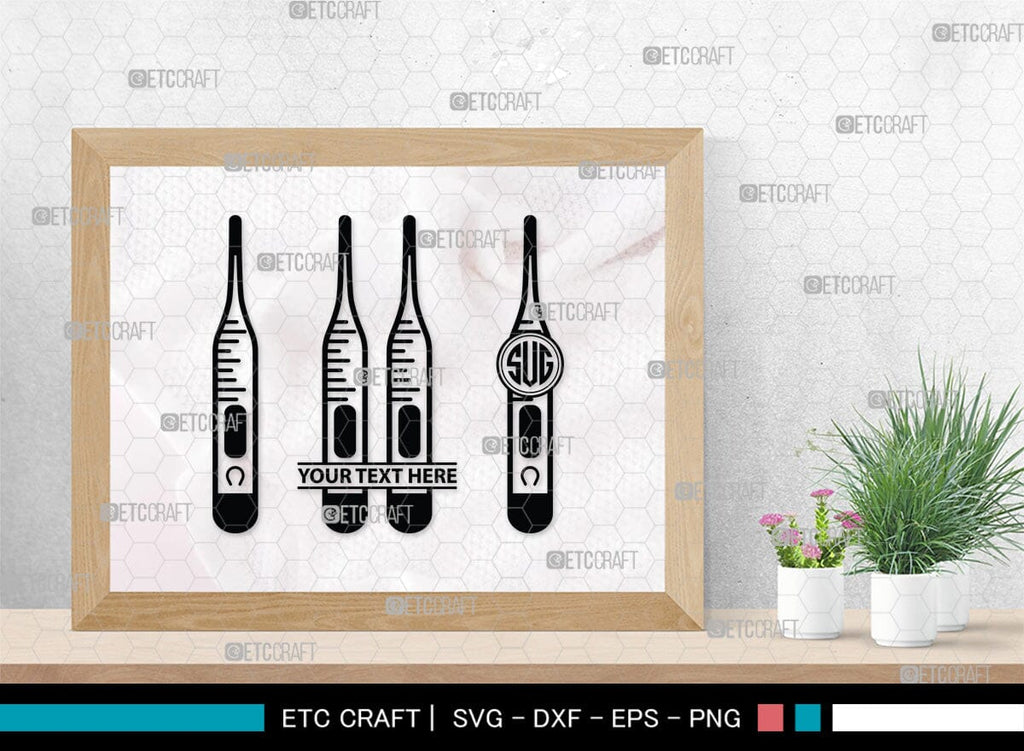 Thermometer Monogram, Thermometer Silhouette, Thermometer SVG ...