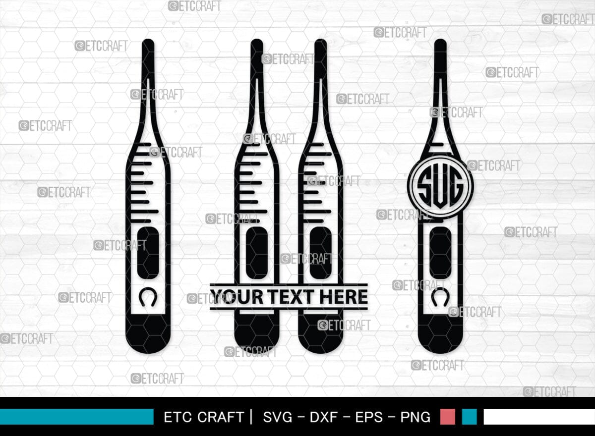Thermometer Monogram, Thermometer Silhouette, Thermometer SVG ...