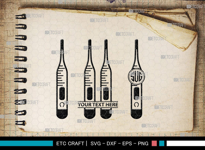 Thermometer Monogram, Thermometer Silhouette, Thermometer SVG ...