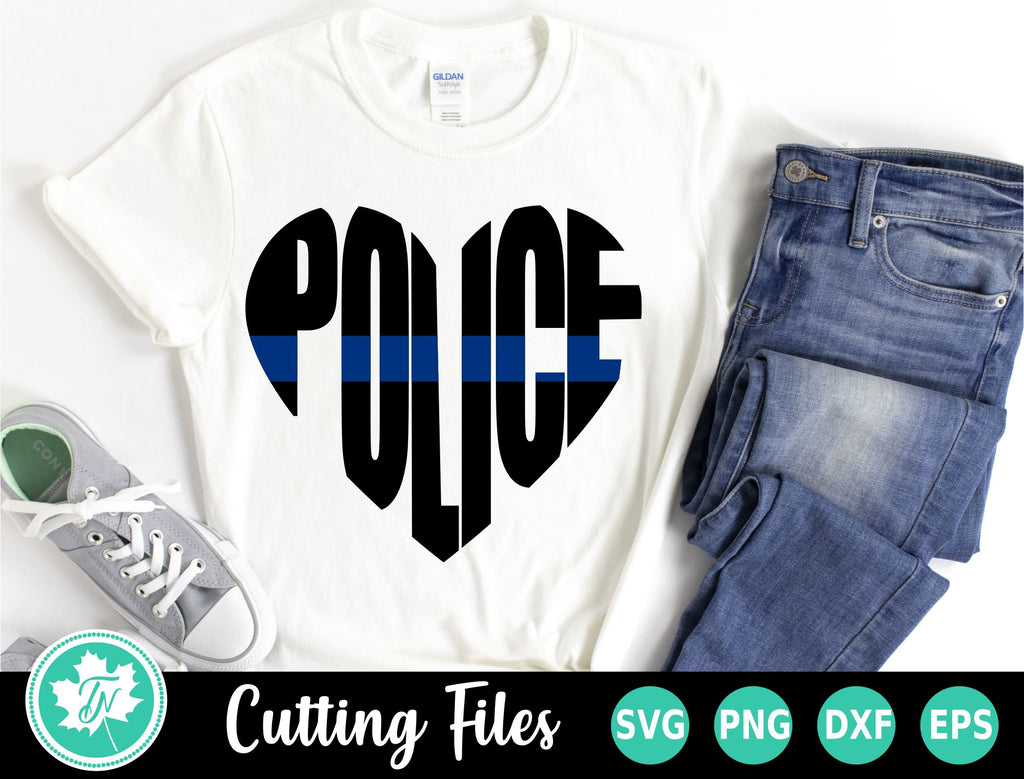 Thin Blue Line SVG | Police Heart - So Fontsy