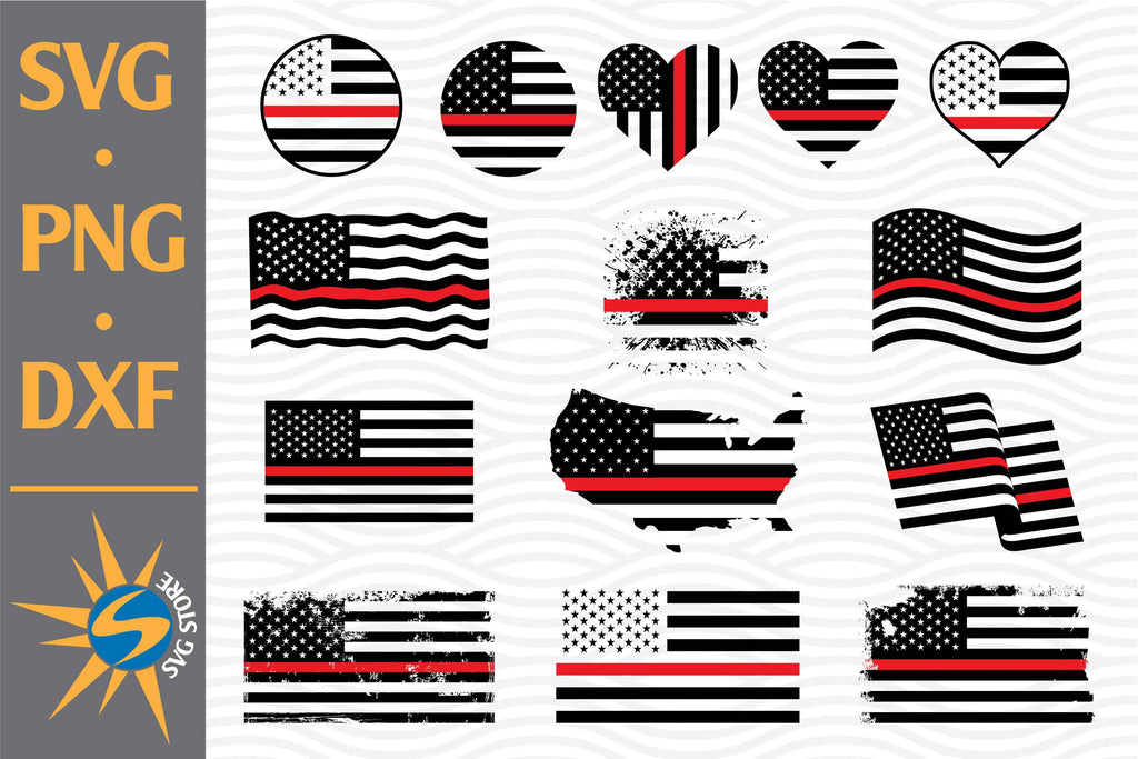 Thin Red Line US Flag SVG, PNG, DXF Digital Files Include - So Fontsy