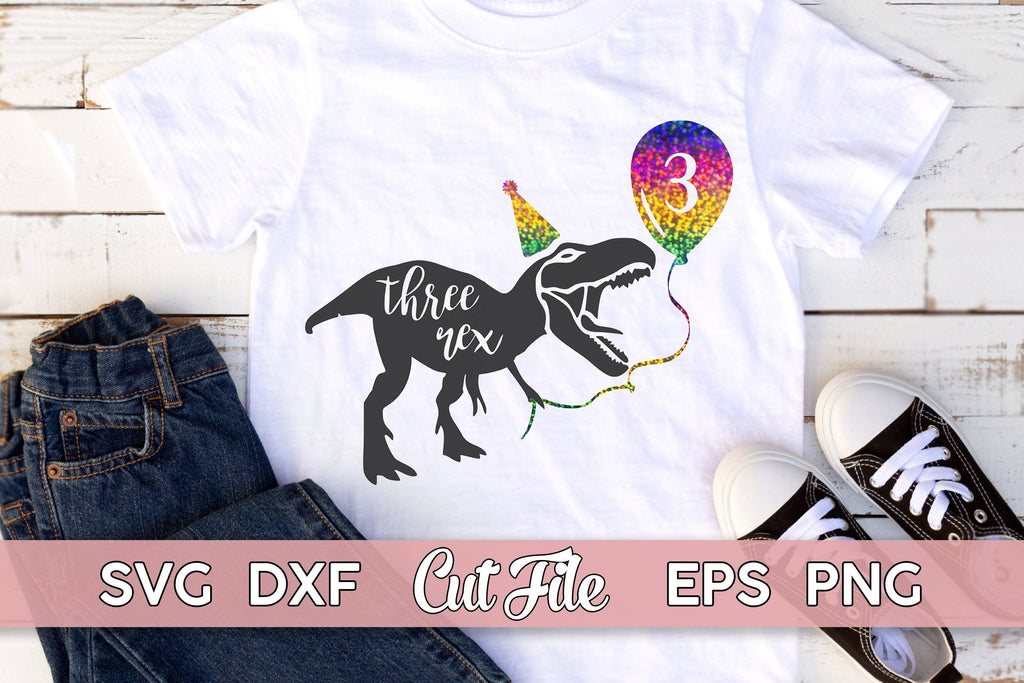 Three-Rex SVG | Dinosaur Theme Cut File | 3rd Birthday party - So Fontsy