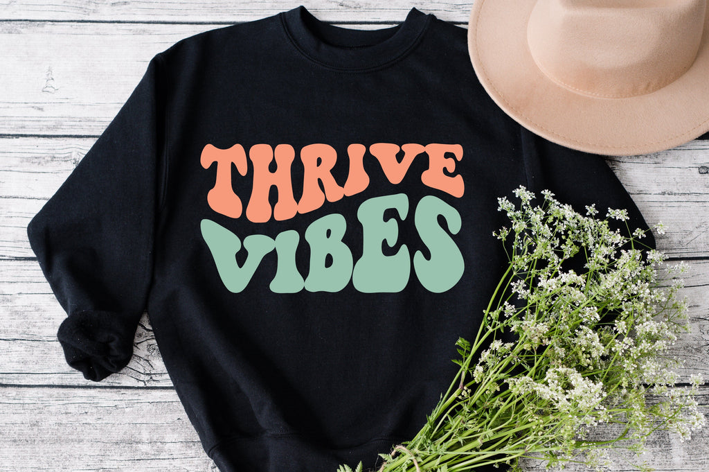 Thrive Vibes svg, wavy retro svg, wavy Groovy svg, style Stacked svg, EPS PNG Cricut Instant ...