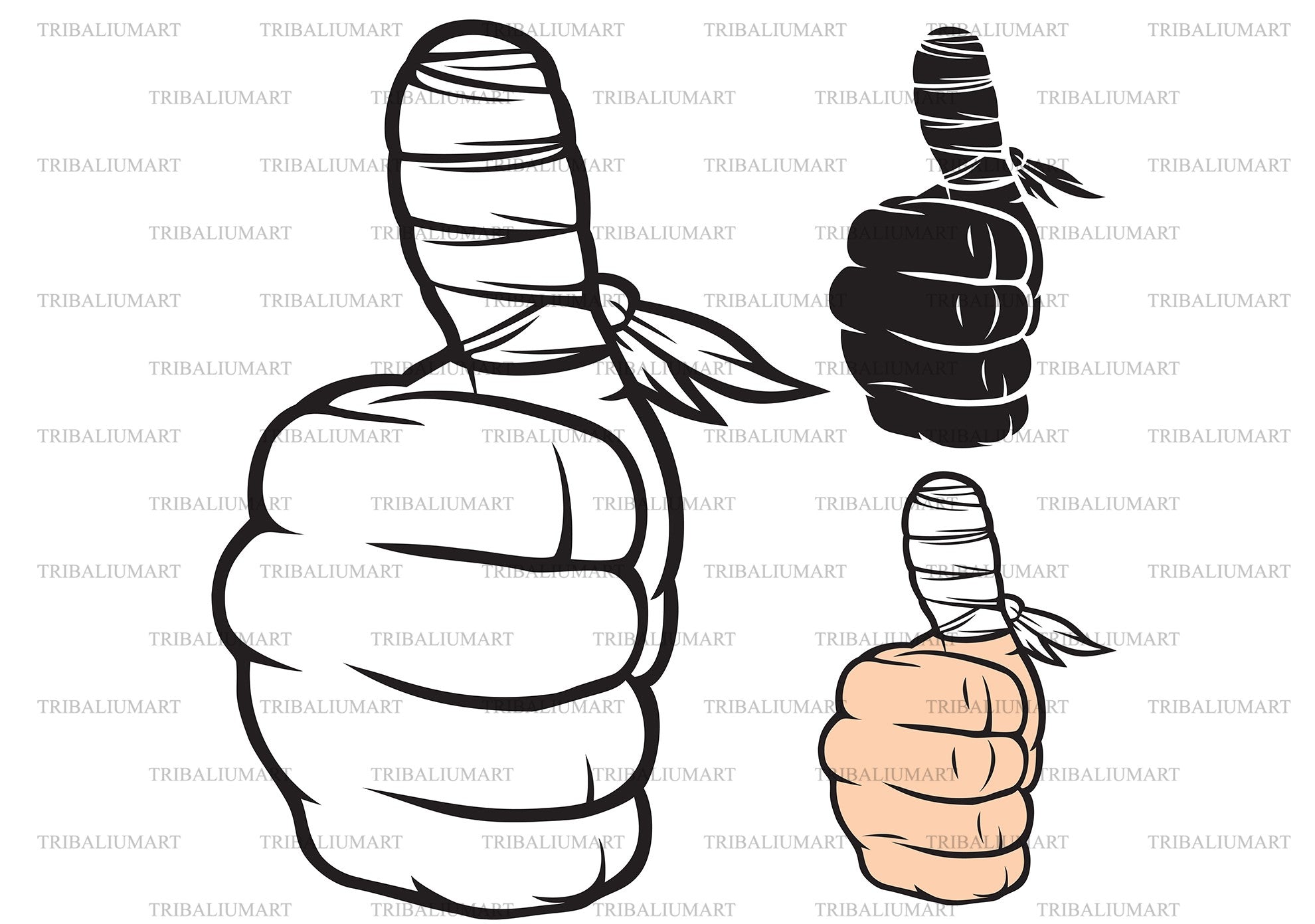 Thumb with white bandage. Cut files for Cricut. Clip Art silhouette ...