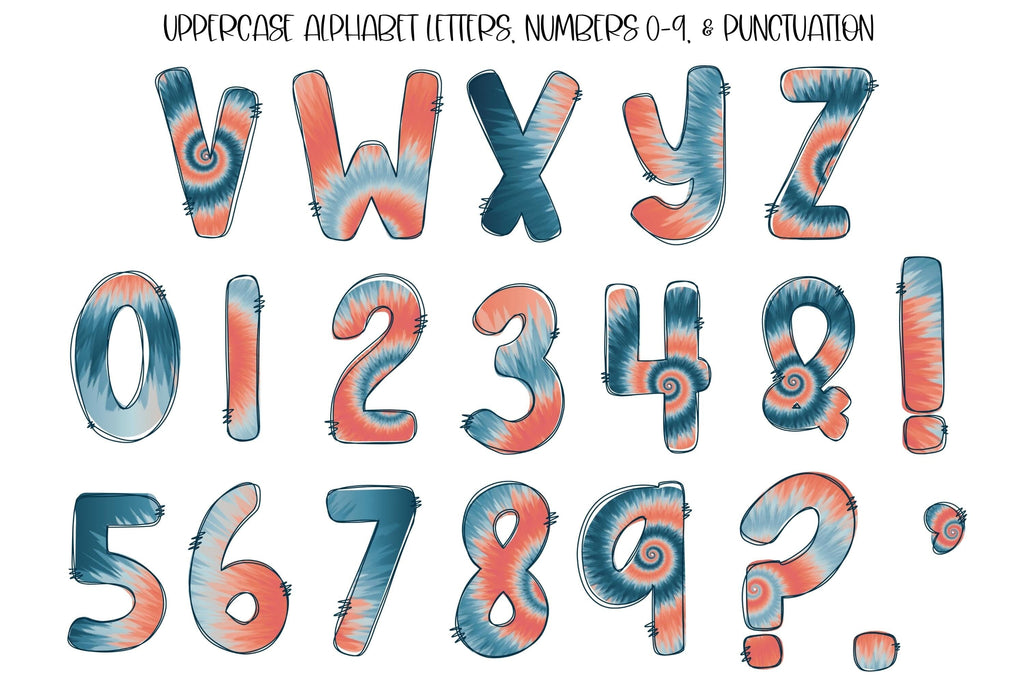 Tie Dye Alphabet Doodle Letters PNG, Tie Dye Sublimation Alphabet - So ...