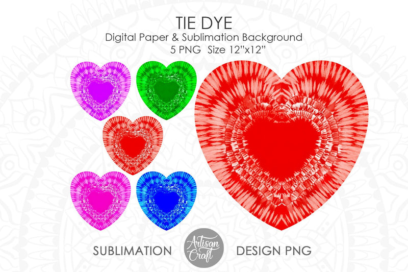 Tie dye heart PNG, tie dye sublimation backgrounds | So Fontsy
