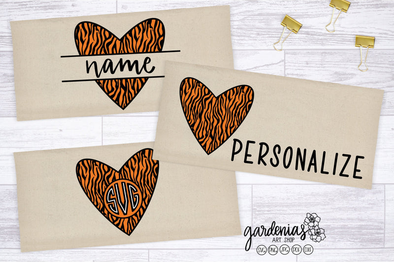 Tiger Heart Monogram Set SVG Design - So Fontsy
