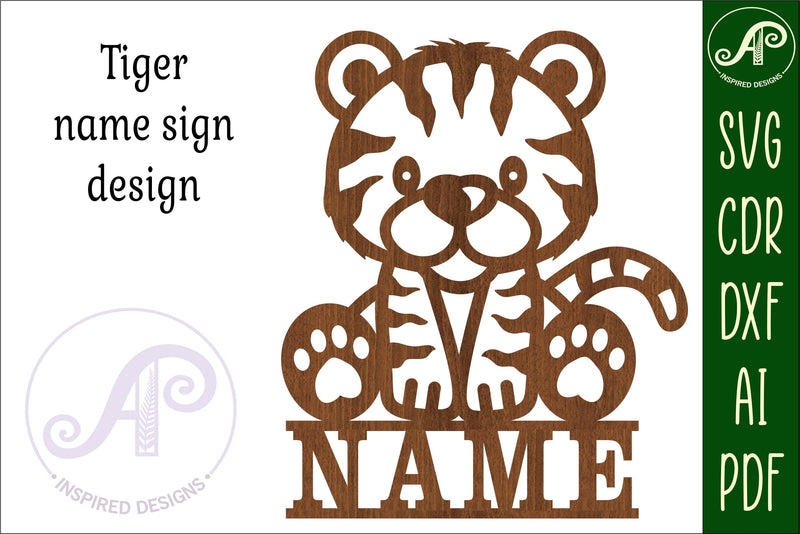 Tiger Name sign svg laser cut template, wall art - So Fontsy