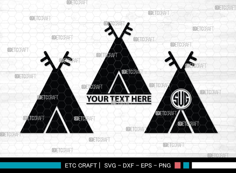 Tipi Monogram, Tipi Silhouette, Tipi SVG, Teepee Svg, Native American ...