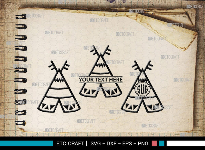 Tipi Monogram, Tipi Silhouette, Tipi SVG, Teepee Svg, Native American ...