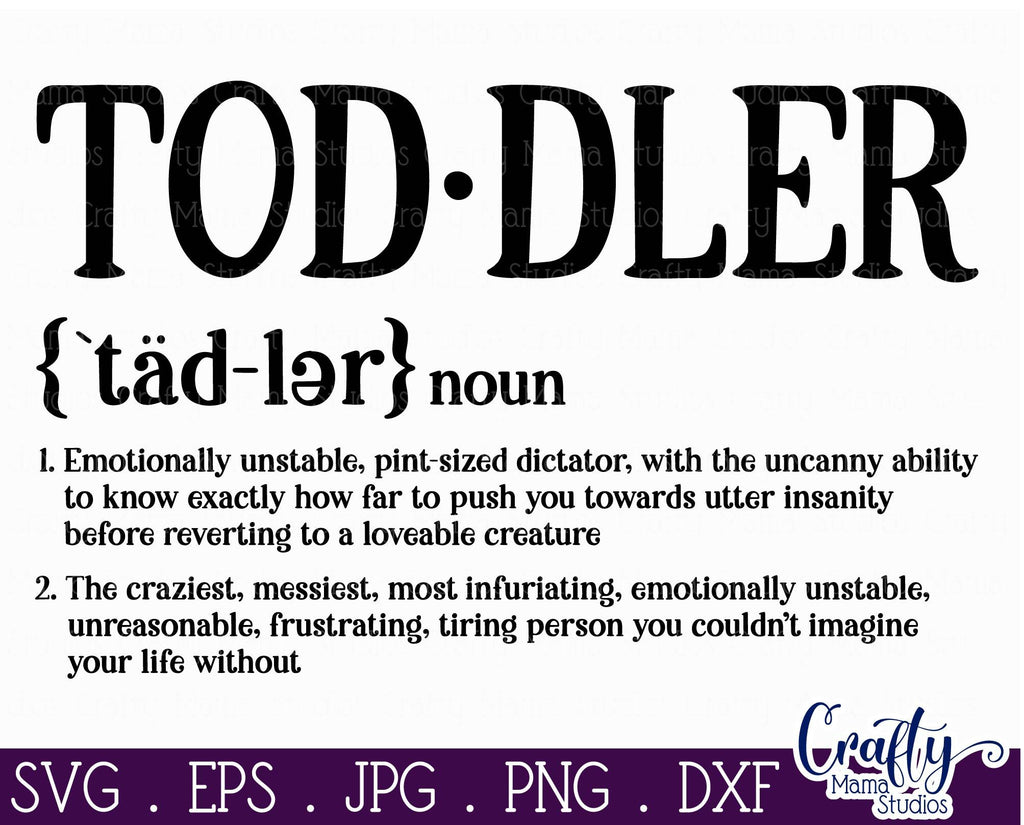 Toddler Definition - Funny Kid Definition SVG - Funny Family - So Fontsy