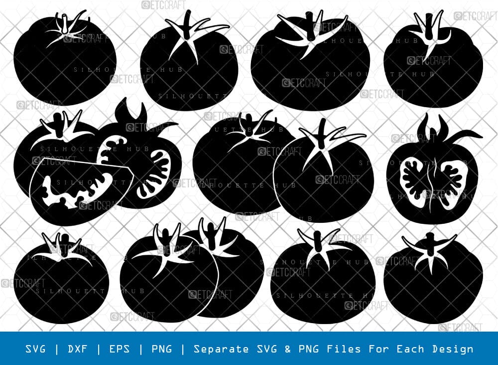 Tomato Silhouette, Tomato SVG, Food Item Svg, Vegetable Svg, Tomatoes ...