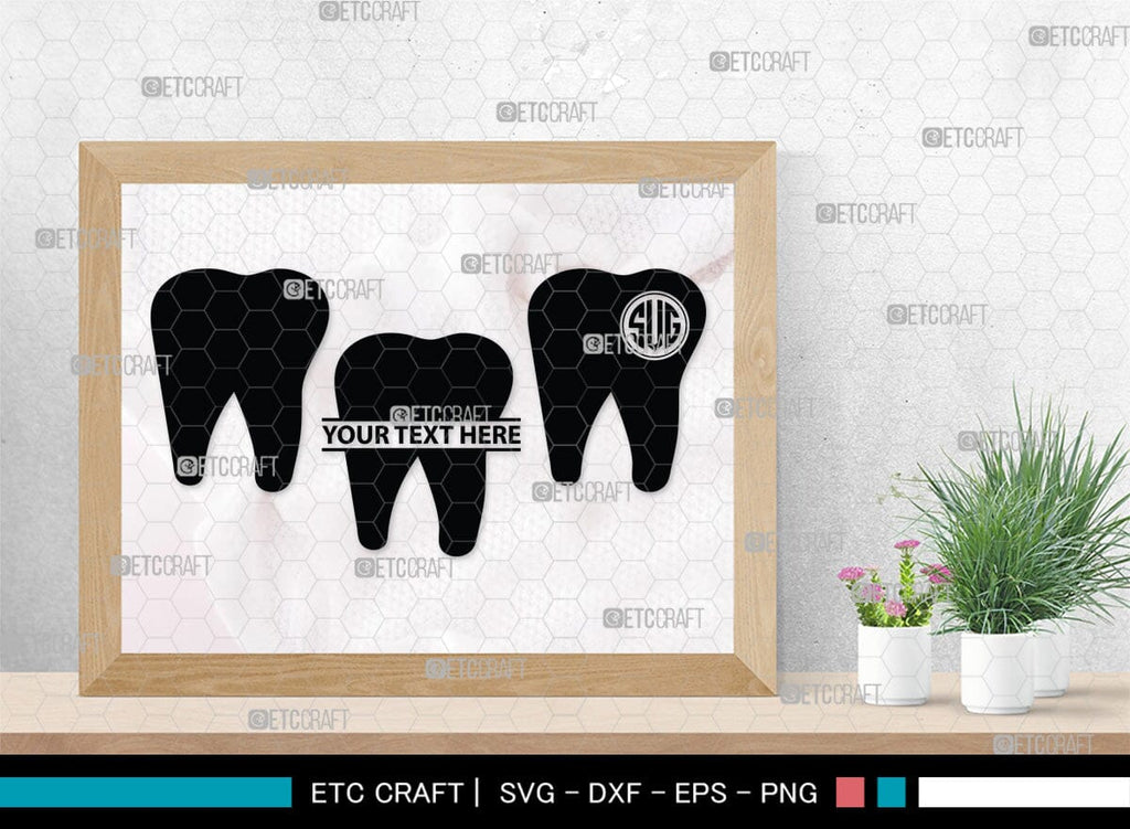 Tooth monogram, Tooth Silhouette, Tooth SVG, Dental Svg, Teeth Svg ...