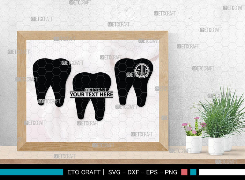 Tooth monogram, Tooth Silhouette, Tooth SVG, Dental Svg, Teeth Svg ...