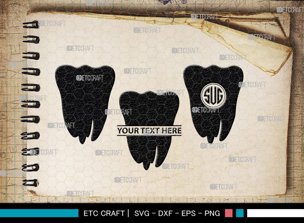 Tooth monogram, Tooth Silhouette, Tooth SVG, Dental Svg, Teeth Svg ...