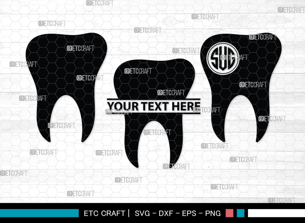 Tooth monogram, Tooth Silhouette, Tooth SVG, Dental Svg, Teeth Svg ...