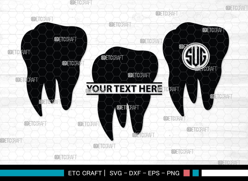 Tooth monogram, Tooth Silhouette, Tooth SVG, Dental Svg, Teeth Svg ...