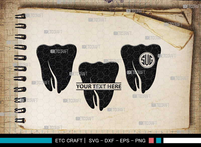 Tooth monogram, Tooth Silhouette, Tooth SVG, Dental Svg, Teeth Svg ...