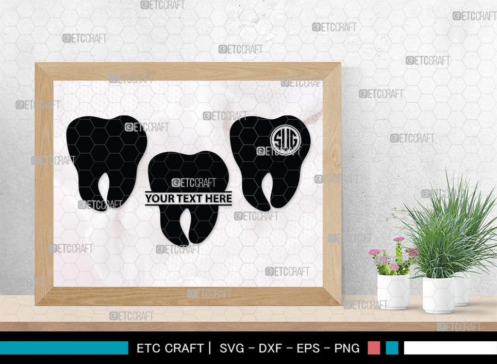 Tooth monogram, Tooth Silhouette, Tooth SVG, Dental Svg, Teeth Svg ...