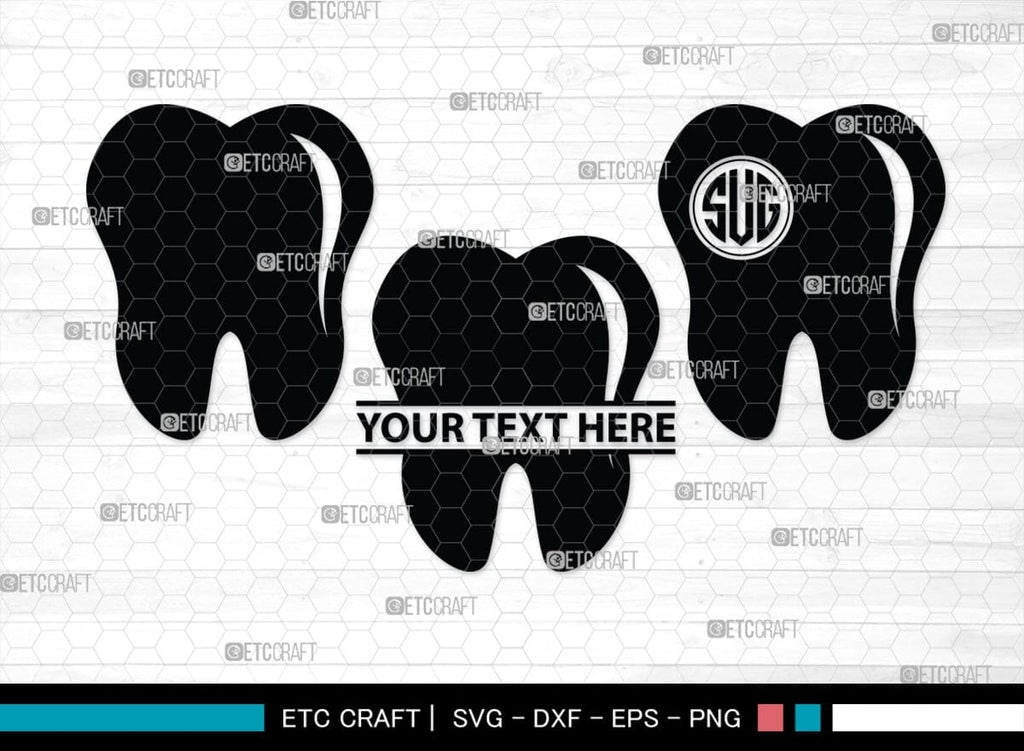 Tooth monogram, Tooth Silhouette, Tooth SVG, Dental Svg, Teeth Svg ...