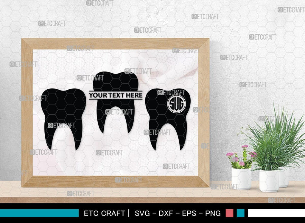 Tooth monogram, Tooth Silhouette, Tooth SVG, Dental Svg, Teeth Svg ...