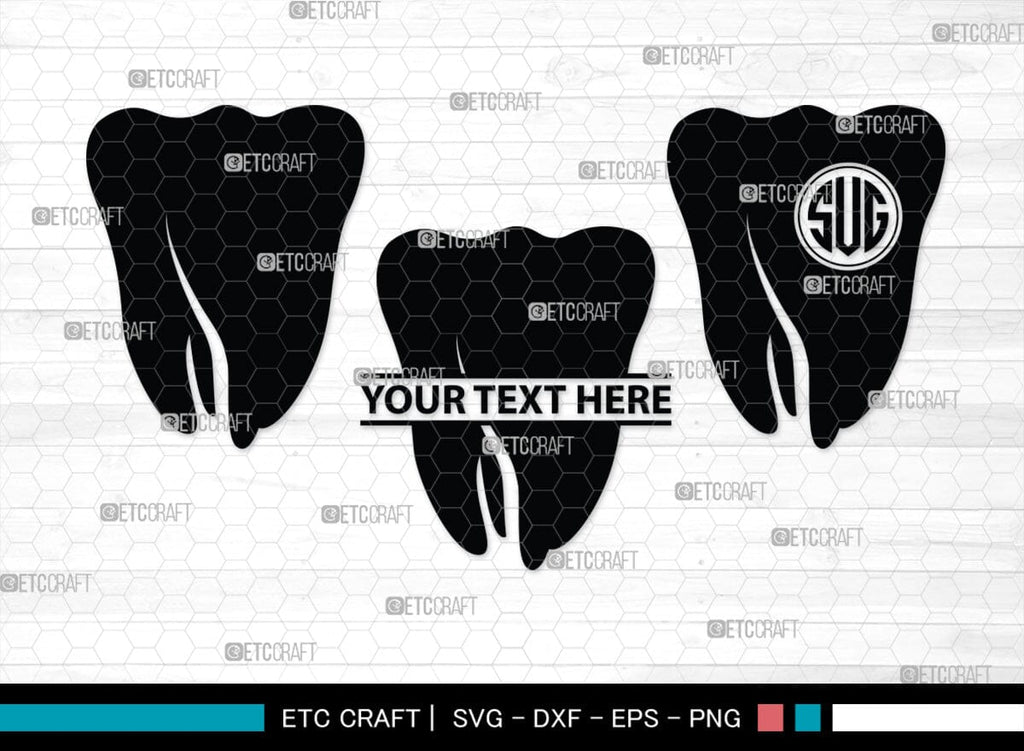 Tooth monogram, Tooth Silhouette, Tooth SVG, Dental Svg, Teeth Svg ...