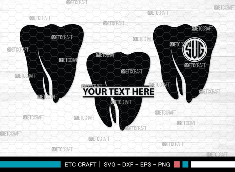 Tooth monogram, Tooth Silhouette, Tooth SVG, Dental Svg, Teeth Svg ...