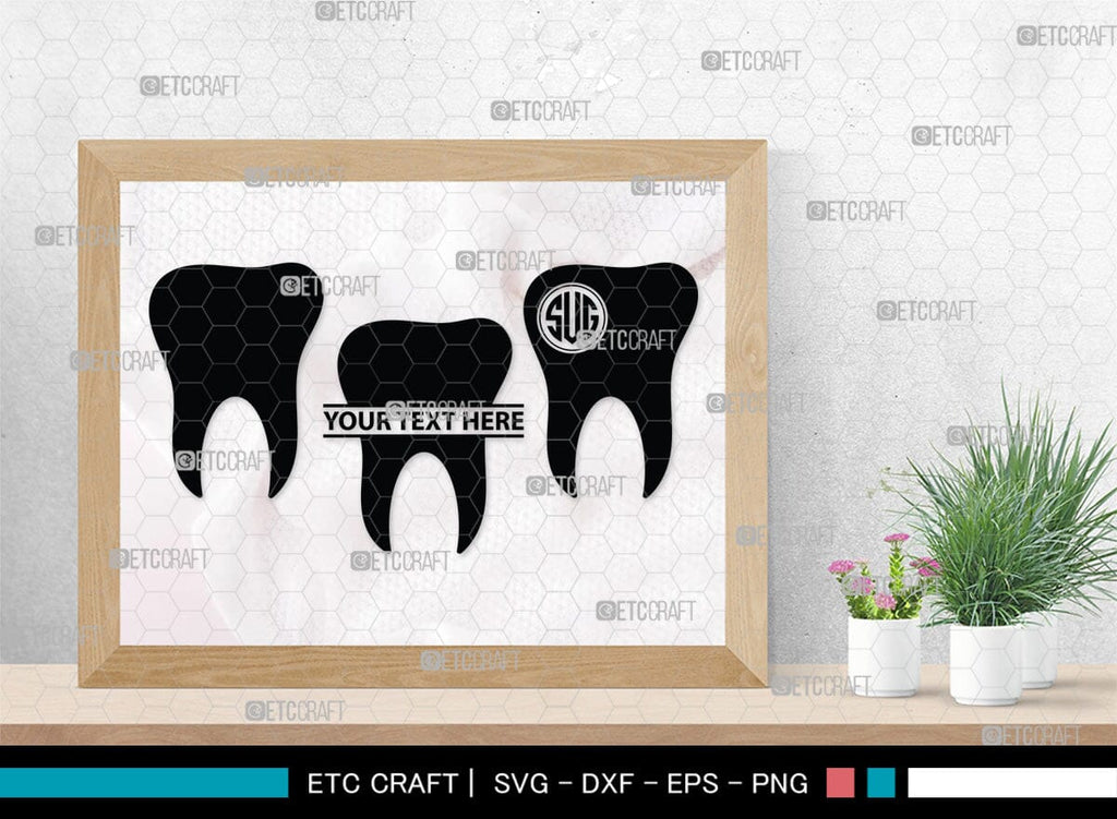 Tooth monogram, Tooth Silhouette, Tooth SVG, Dental Svg, Teeth Svg ...