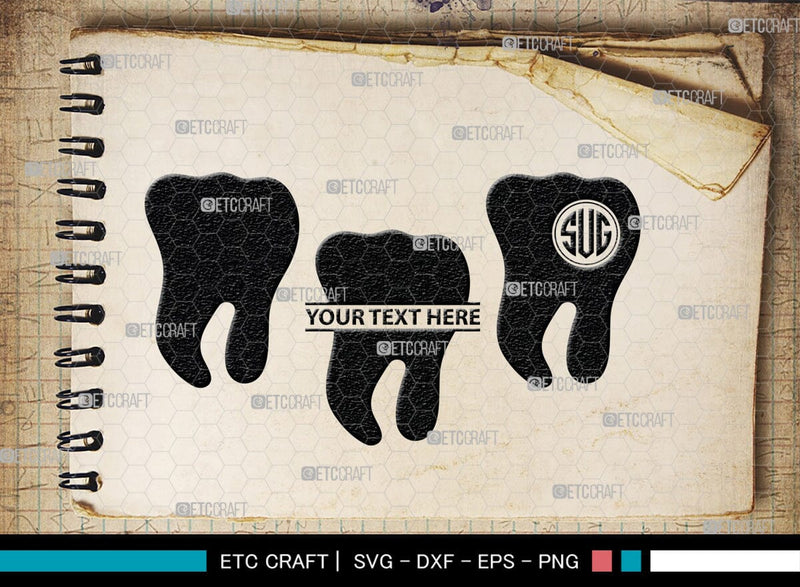 Tooth monogram, Tooth Silhouette, Tooth SVG, Dental Svg, Teeth Svg ...
