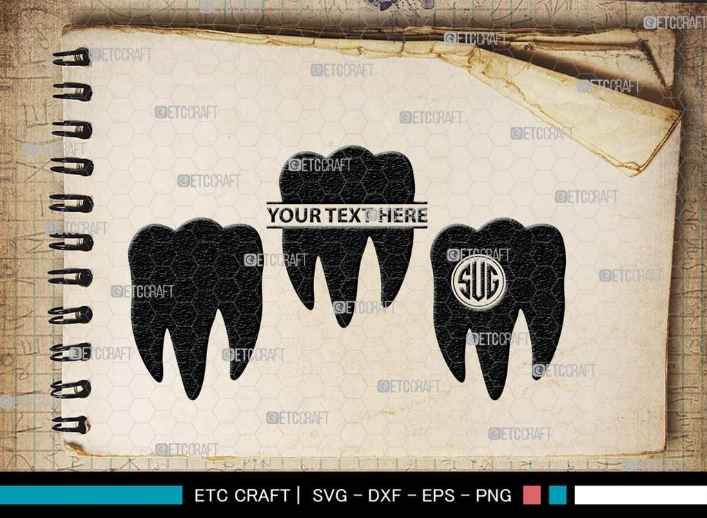 Tooth monogram, Tooth Silhouette, Tooth SVG, Dental Svg, Teeth Svg ...
