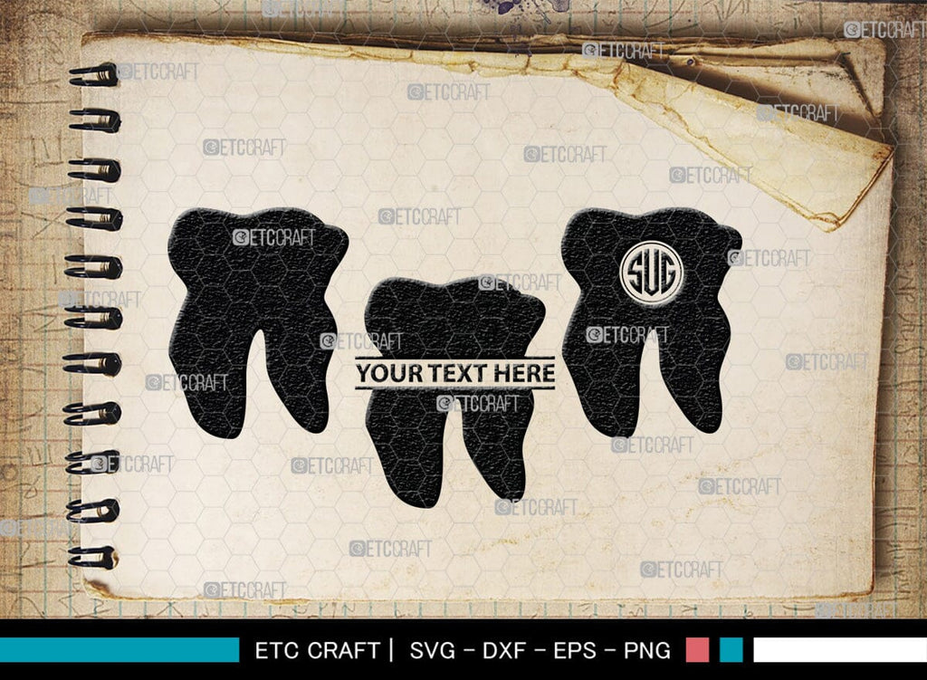 Tooth monogram, Tooth Silhouette, Tooth SVG, Dental Svg, Teeth Svg ...