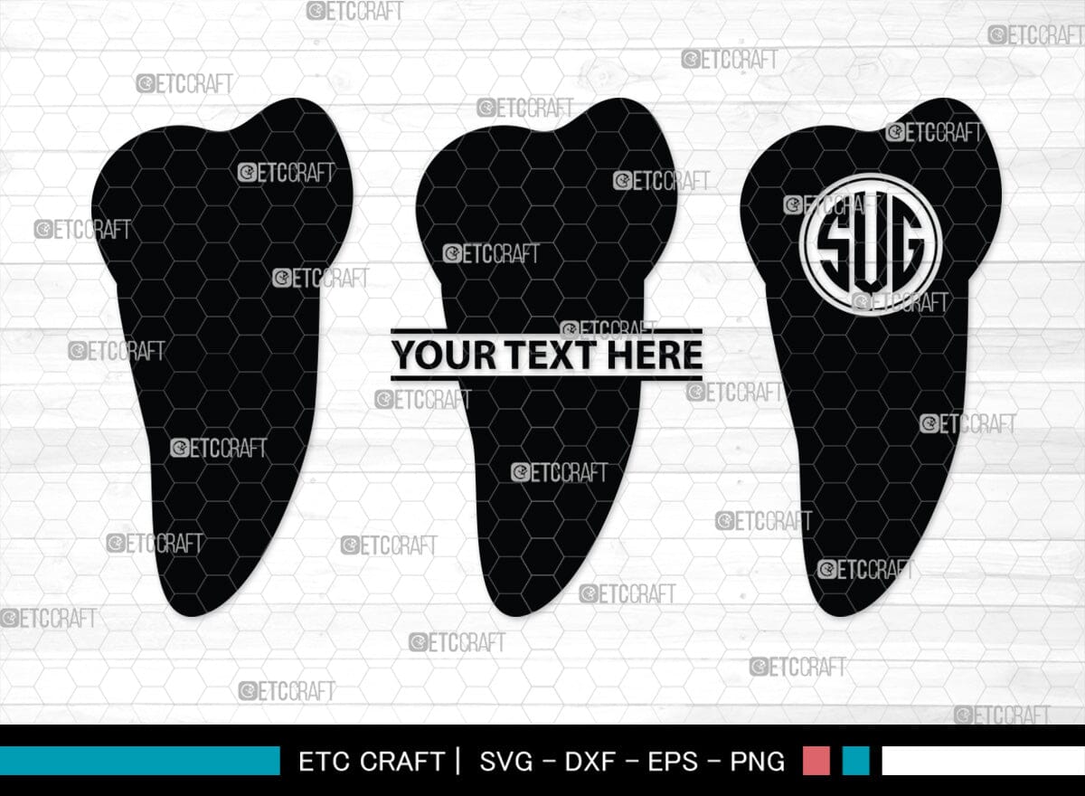 Tooth monogram, Tooth Silhouette, Tooth SVG, Dental Svg, Teeth Svg ...