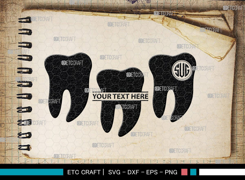 Tooth monogram, Tooth Silhouette, Tooth SVG, Dental Svg, Teeth Svg ...