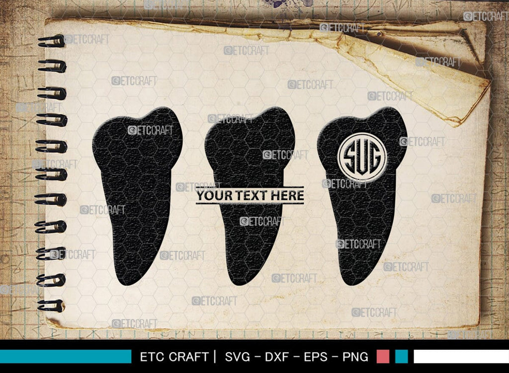 Tooth monogram, Tooth Silhouette, Tooth SVG, Dental Svg, Teeth Svg ...