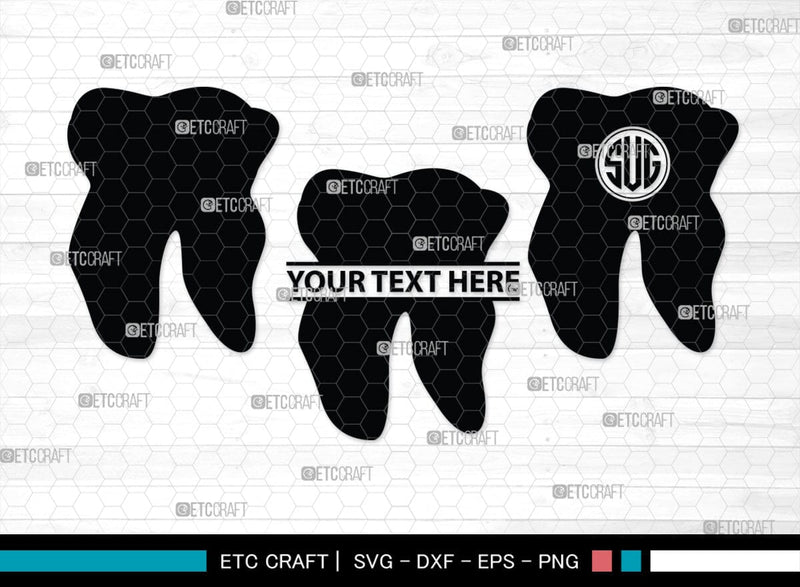 Tooth monogram, Tooth Silhouette, Tooth SVG, Dental Svg, Teeth Svg ...