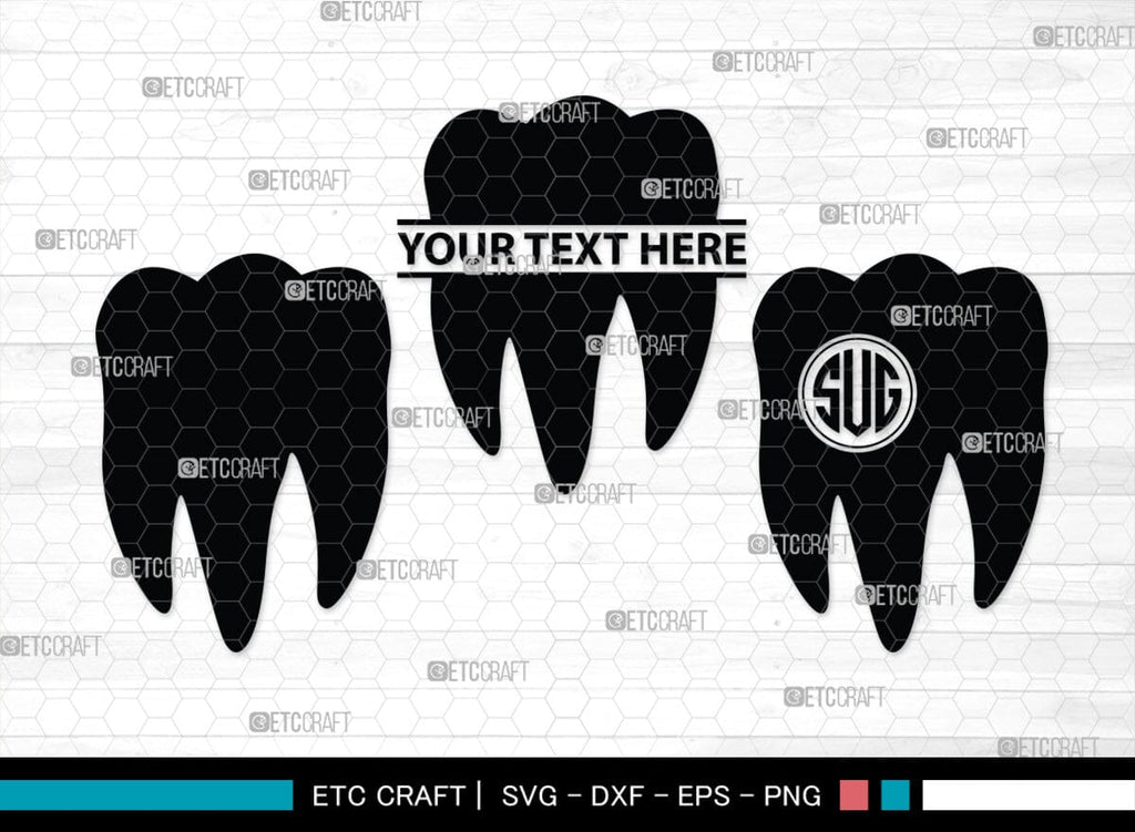 Tooth monogram, Tooth Silhouette, Tooth SVG, Dental Svg, Teeth Svg ...