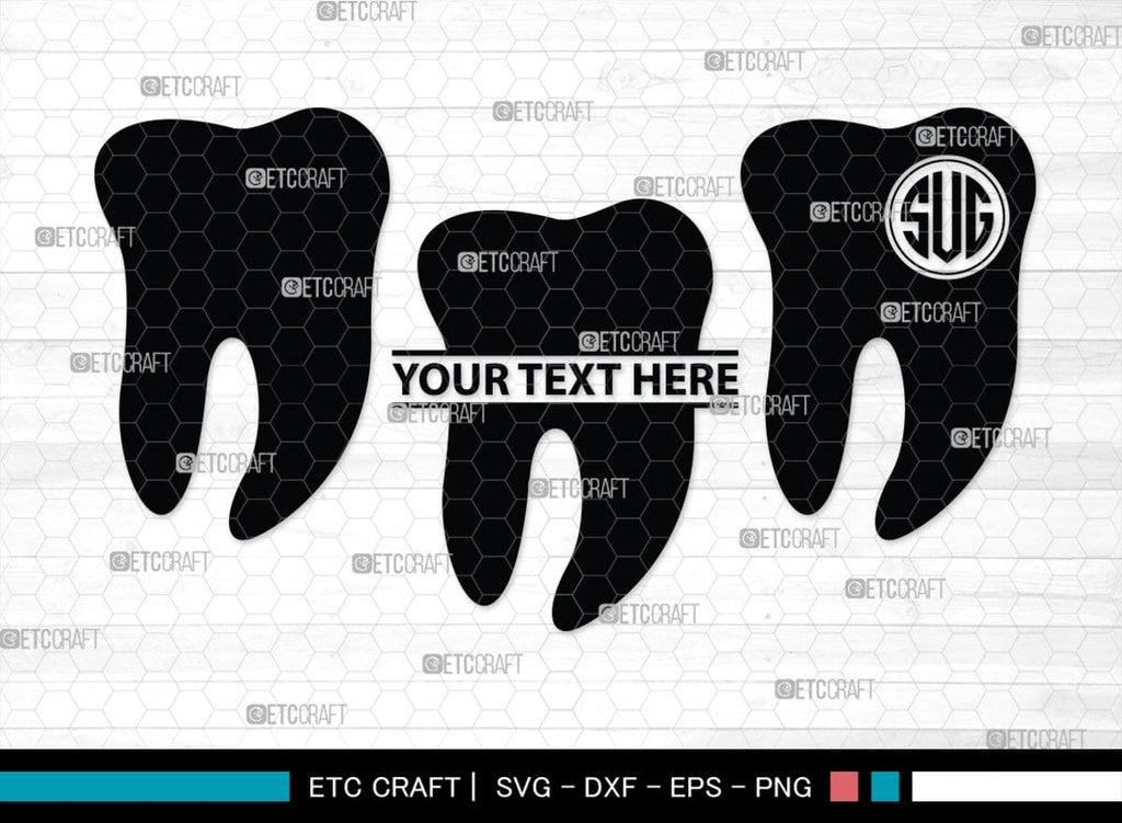 Tooth monogram, Tooth Silhouette, Tooth SVG, Dental Svg, Teeth Svg ...