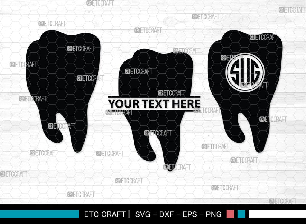 Tooth monogram, Tooth Silhouette, Tooth SVG, Dental Svg, Teeth Svg ...