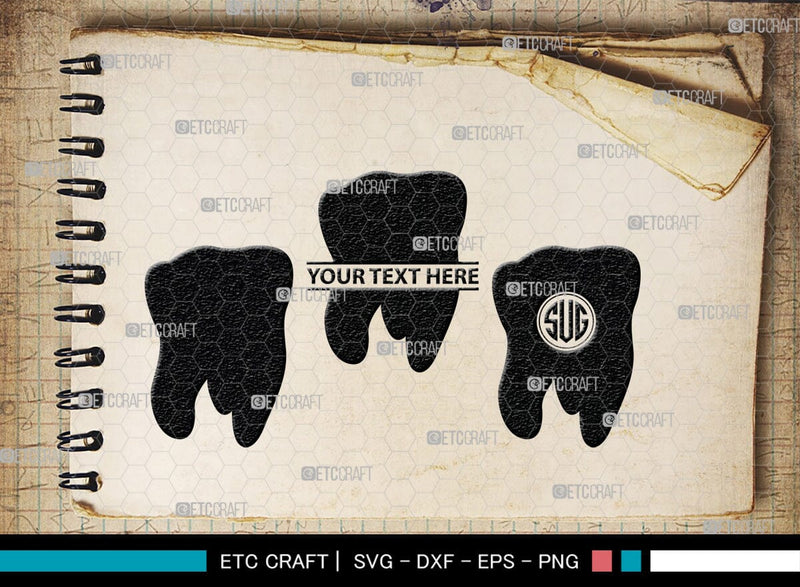 Tooth monogram, Tooth Silhouette, Tooth SVG, Dental Svg, Teeth Svg ...