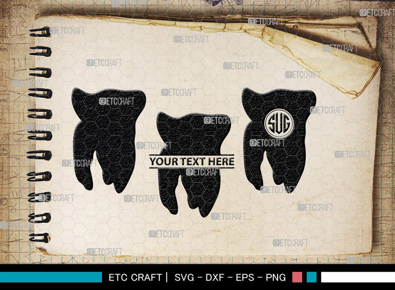 Tooth monogram, Tooth Silhouette, Tooth SVG, Dental Svg, Teeth Svg ...