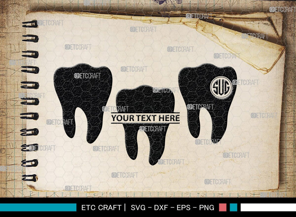 Tooth monogram, Tooth Silhouette, Tooth SVG, Dental Svg, Teeth Svg ...