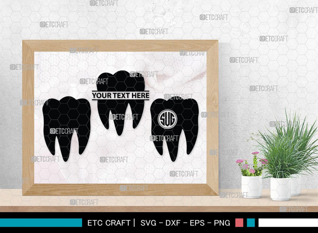 Tooth monogram, Tooth Silhouette, Tooth SVG, Dental Svg, Teeth Svg ...