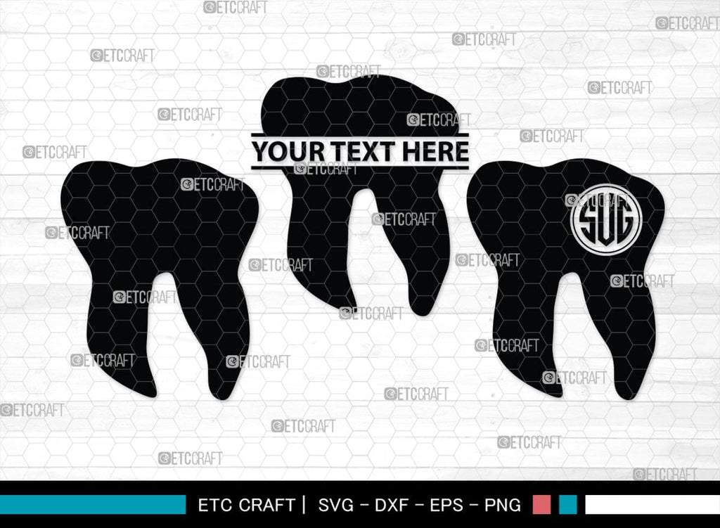 Tooth monogram, Tooth Silhouette, Tooth SVG, Dental Svg, Teeth Svg ...
