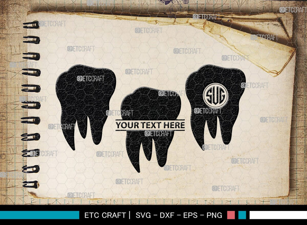 Tooth monogram, Tooth Silhouette, Tooth SVG, Dental Svg, Teeth Svg ...