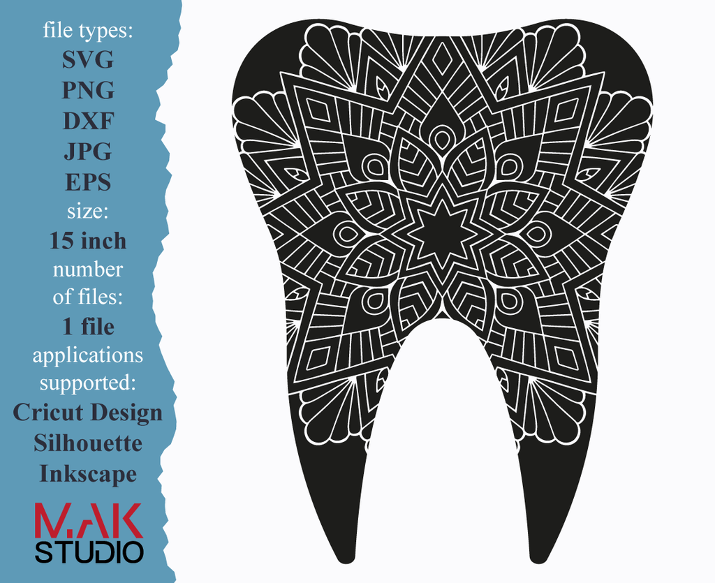 Tooth svg Tooth svg file Dental svg files Dental assistant svg Dental office svg Mandala tooth ...