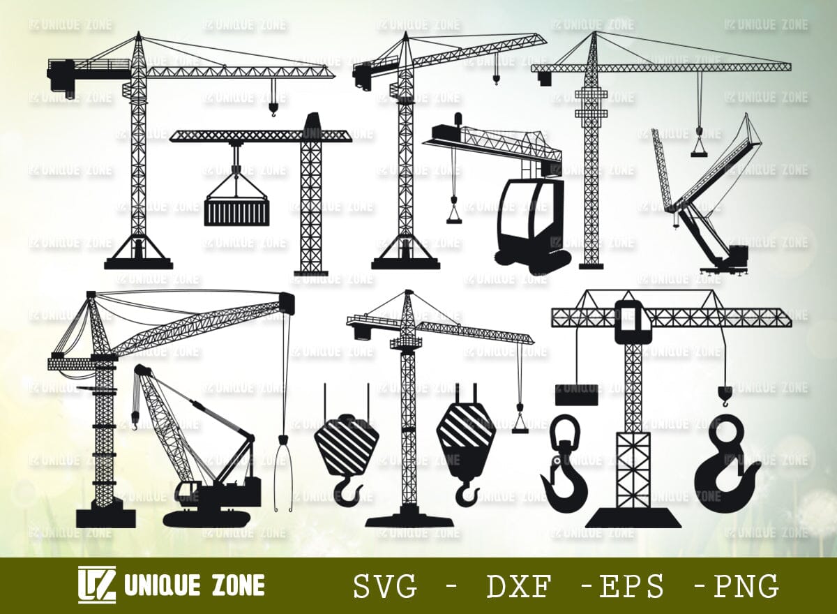 Tower Crane SVG Bundle, Construction Crane Svg, Crane Svg, Building ...