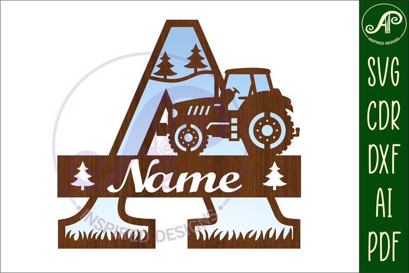 Tractor Monogram SVG Letter A Cut File - So Fontsy