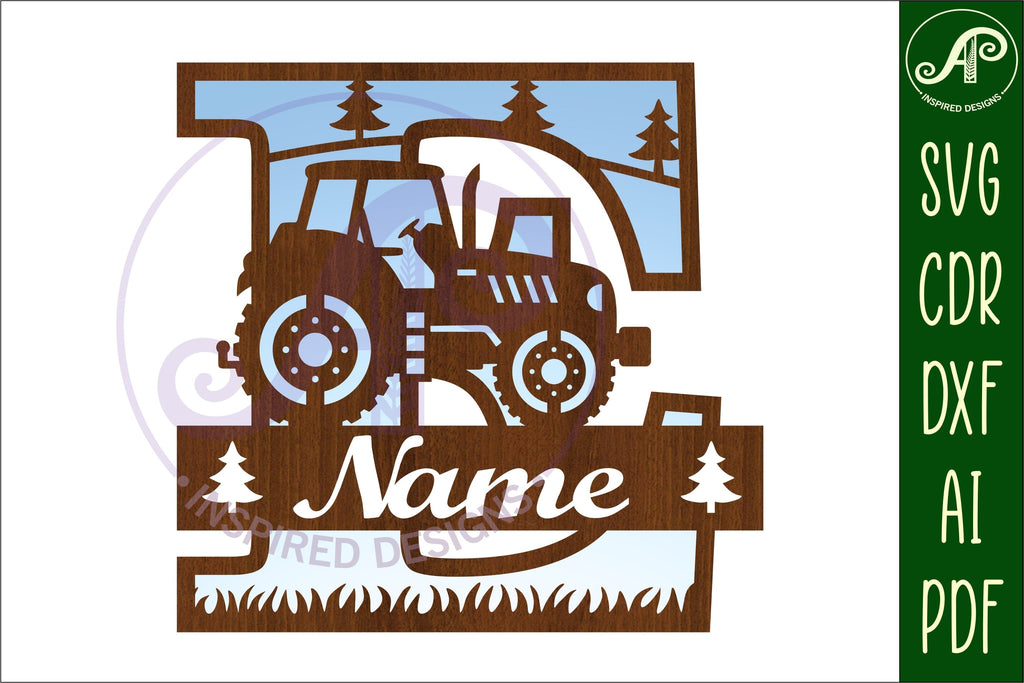 Tractor Monogram SVG Letter E Cut File - So Fontsy